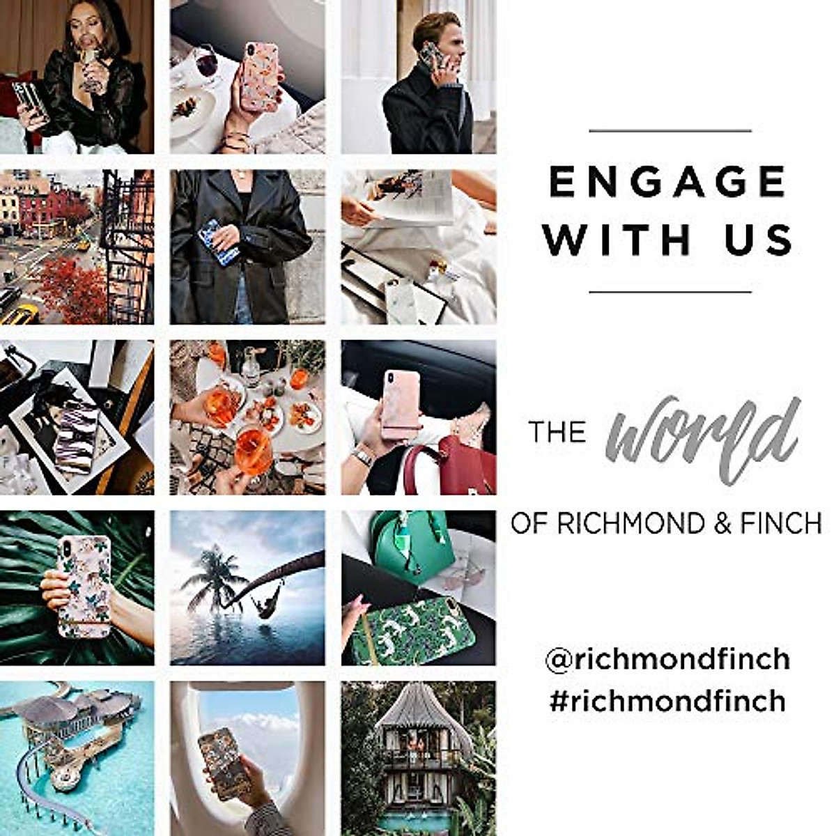 Richmond & Finch PopSocket PopGrip, Universal Expanding Mobile Phone Stand and Grip for Phones and Tablets, Includes Swappable Top, Marble - Black