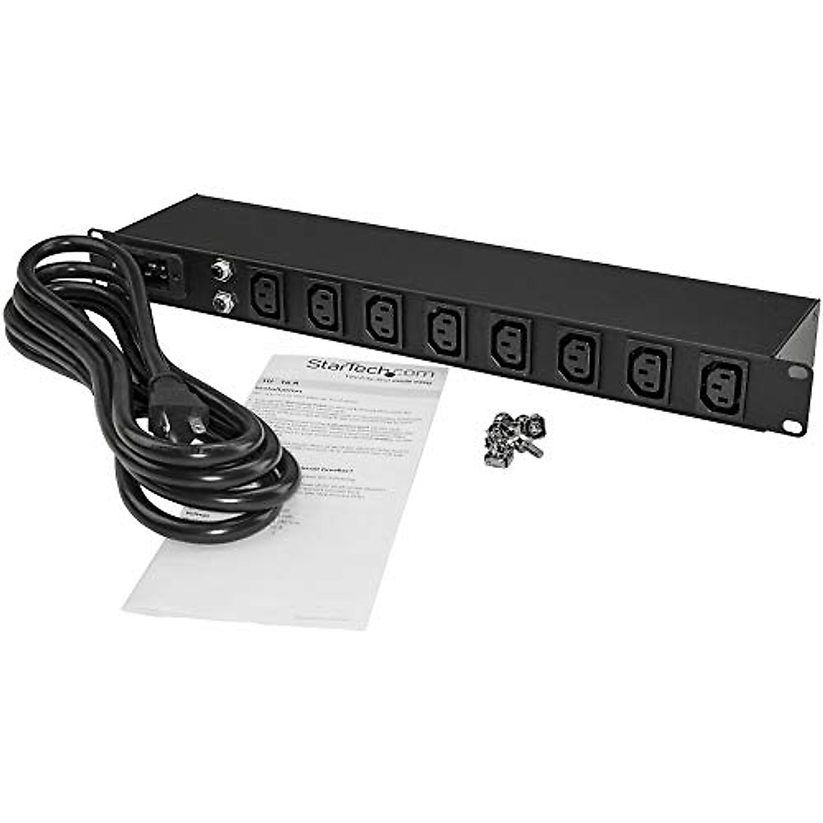 StarTech.com 1U 19 inch 8 Port Rack Mount PDU - IEC C13 Socket Rackmount Power Supply/Strip - Horizontal Server Rack Mountable PDU /Data Center Power Distribution Unit 16A 240V (PDU08C13H)