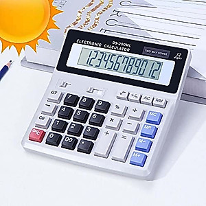 Large Desk Calculator, Basic Scientific Calculators Desktop, 12 Digits Battery Dual Power Mechanical Calculator with Big Button Large Display, 4 Function Financial Calculator for Kids (Grey)