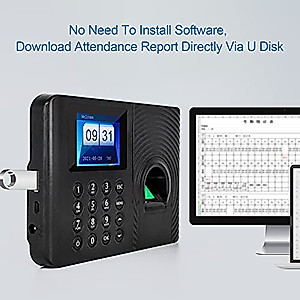 JIAN BOLAND Fingerprint Time Clock, Time Clocks for Employees Small Business, Clock in and Out Machine for Employees with Fingerprint, PIN No Monthly Fees with 8G U-Disk