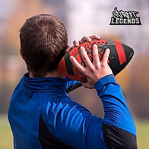 Street Legends Youth Football for Kids, Graffiti Printed Composite Leather Size 8 Football- Includes Pump, Made for Training, Practicing, & Recreational Play (Red)