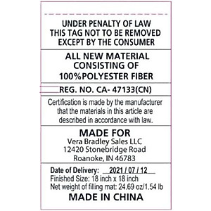 Vera Bradley Women's Decorative Throw Pillow With Removeable Hypoallergenic Insert, Black Bandana Medallion, One Size