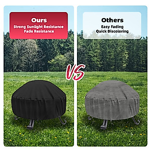 WLEAFJ Fire Pit Cover Round for Fire Pit 22 Inch – 34 Inch, 420D Heavy Duty Oxford Fabric Firepit Cover Round, Full Coverage Patio Outdoor Fireplace Cover, Waterproof Fire Bowl Cover