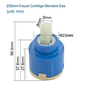 XUCHUAN Diameter 35mm Ceramic Faucet Cartridge Replacement for Single Handle Kitchen Basin Shower Faucet Part, Ceramic Faucet Valve