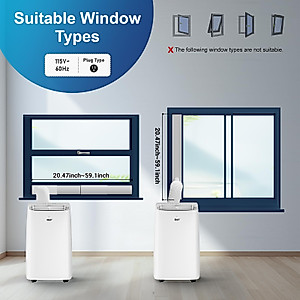 DuraComfort Portable Air Conditioners, 14000 BTU(ASHRAE) /10400 BTU (SACC), Dehumidifier, Cooling Fan, AC for Room,450 Sq.Ft