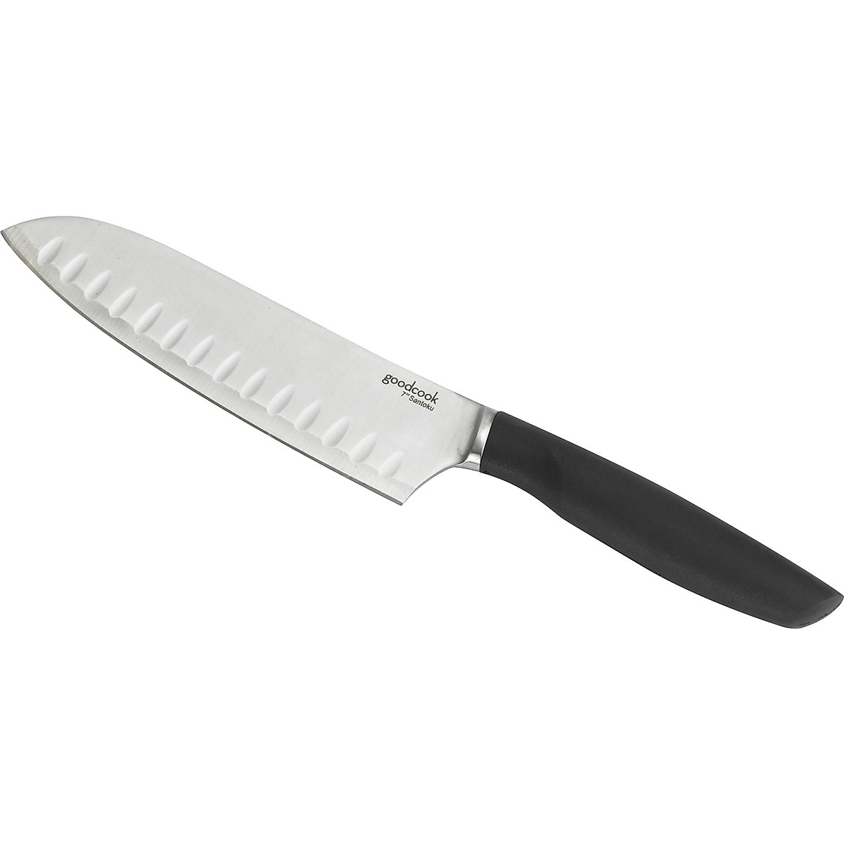 GoodCook Touch 7-Inch Santoku Knife, High Carbon Steel, Non-Slip Comfort Grip, Dimpled Knife Blade for Easy Slicing, Small Kitchen Knife for Mincing and Dicing, Durable and Sharp Knife