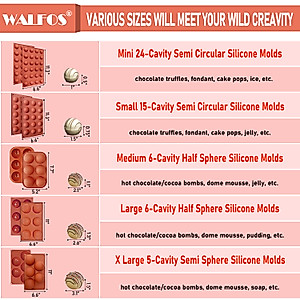 Small 15-Cavity Semi Circular Silicone Mold, 2 Packs Half Sphere Silicone Baking Molds for Making Jelly, Chocolates and Cake