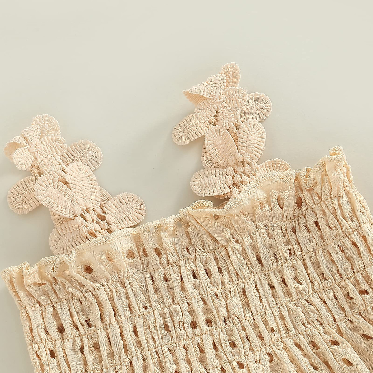 Newborn Baby Girls Clothes Sets Waffle Floral Print Sleeveless Bodysuits+Ruffles Drawstring Summer Shorts+Headband (Y-Apricot, 0-3 Months)