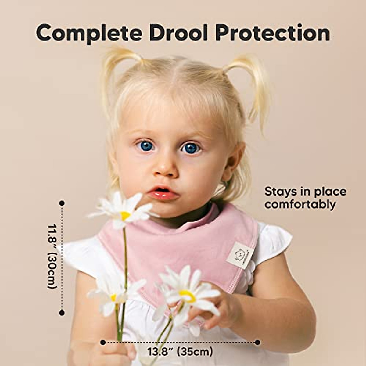 8-Pack Organic Baby Bandana Drool Bibs for Girls - Baby Bibs for Baby Girls, Baby Boys, Soft Cotton Bandana Bibs, Baby Drool Bib, Teething Bibs for Infant, Toddler, Bib Girl (Muted Pastel)