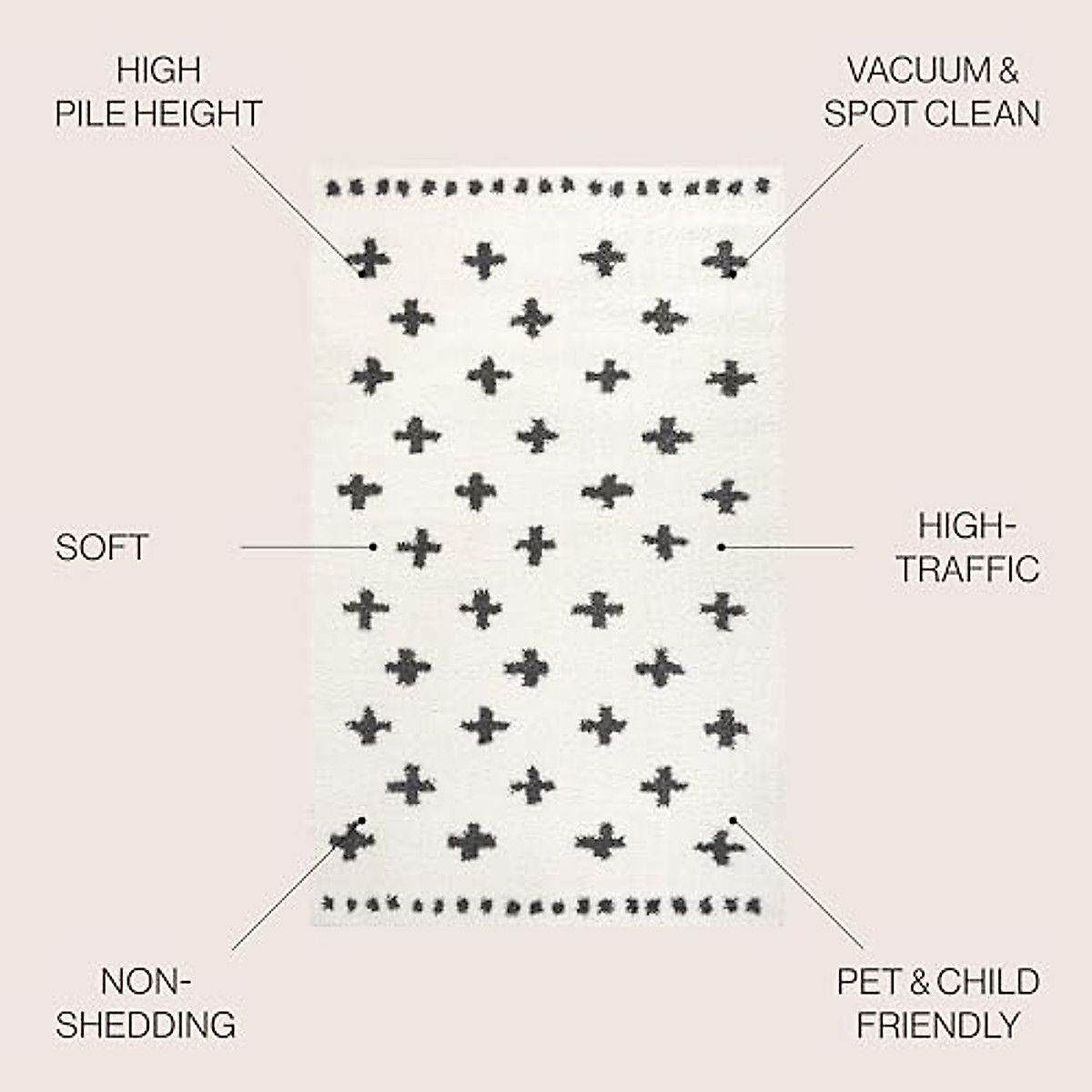 JONATHAN Y MOH403A-5 Cristo Berber Geometric Shag Indoor Area-Rug Bohemian Contemporary Easy-Cleaning Bedroom Kitchen Living Room Non Shedding, 5 X 8, White/Black