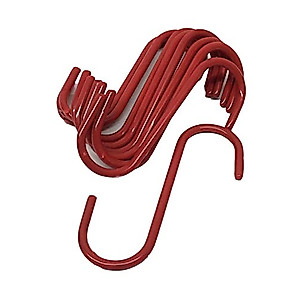 Set of 10 pc S Shape Utility Hook Set, Vinyl Coated or Chromed Wire (Red Vinyl)