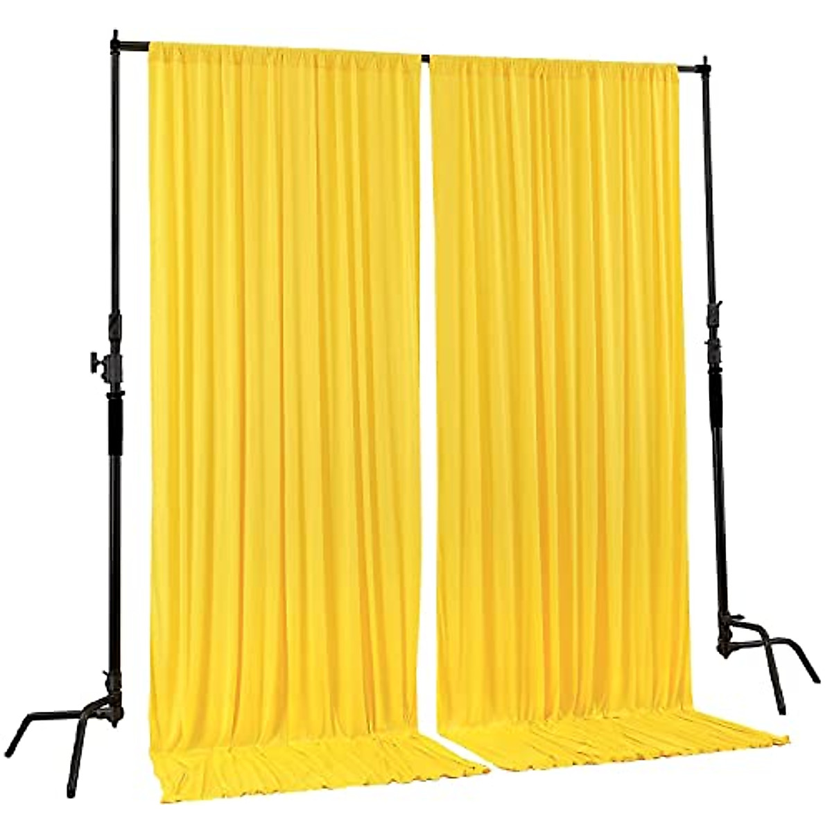 AK TRADING CO. 10 feet x 10 feet Polyester Backdrop Drapes Curtains Panels with Rod Pockets - Wedding Ceremony Party Home Window Decorations - Yellow
