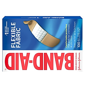 BAND-AID Flexible Fabric Adhesive Bandages 3/4 Inch X 3 Inches 100 Count (Pack of 4)