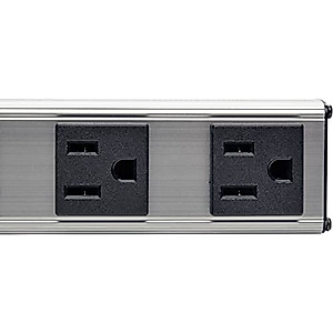 Tripp Lite 4 Outlet Power Strip, 10 ft. Cord with NEMA 5-15P Plug, 12 inch., Metal (PS120410),Gray/black