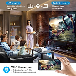 Full HD WiFi Bluetooth Projector Built in DVD Player, 8000LM 1080P Supported, Portable Mini DVD Projector for Outdoor Movies, 250" Home Theater, Compatible with iOS/Android/TV Stick/PS4/HDMI/USB/TF