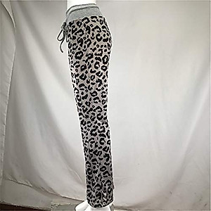 Womens Print Drawstring Pajama Pants Comfy Casual Palazzo Lounge Wide Leg Pants Loose Baggy Low Waist Wide Leg Sweatpants (Gray,Large)