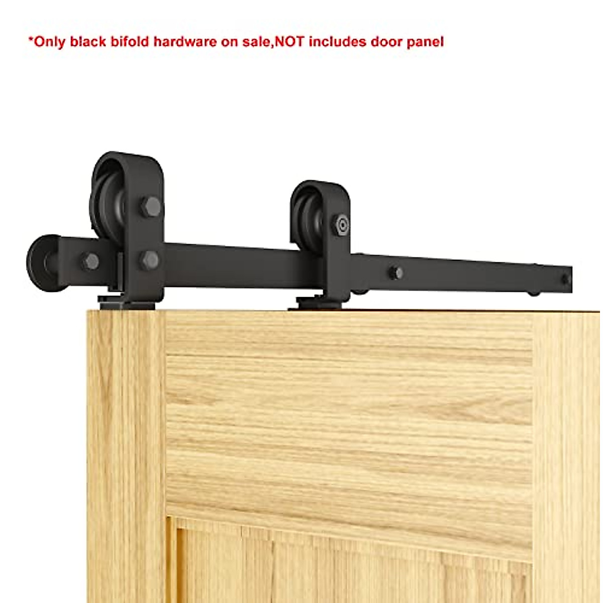 HARDJULAN 37-3/8in Bi-fold Barn Door Hardware,Heavy Duty Black Track Top Mount Kit for 2 Doors(No Door)