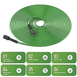 HNYRI Pressure Washer Hose 50 FT x 1/4", Kink Resistant Replacement Power Wash Hose, 3600PSI Universal Flexible Extension Hose with M22 14mm to 3/8" Quick Connect Couplers, Pressure Washer Attachment