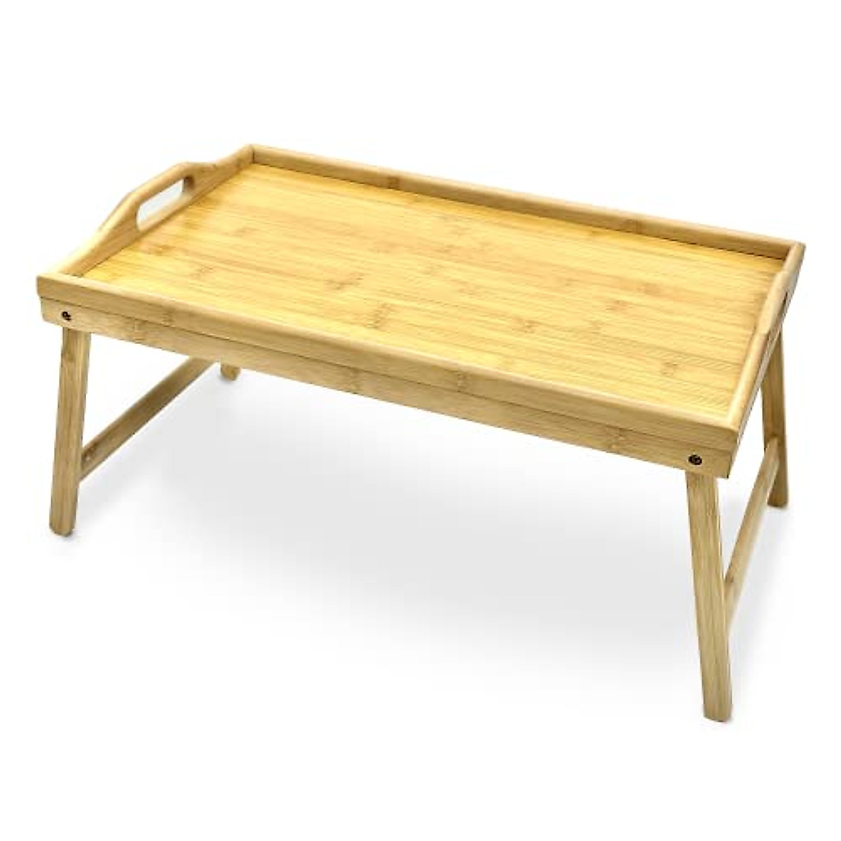 Bam & Boo - Large Natural Bamboo Bed Tray Table With Folding Legs For Eating, Working, Serving, and Organizing (20" x 13")