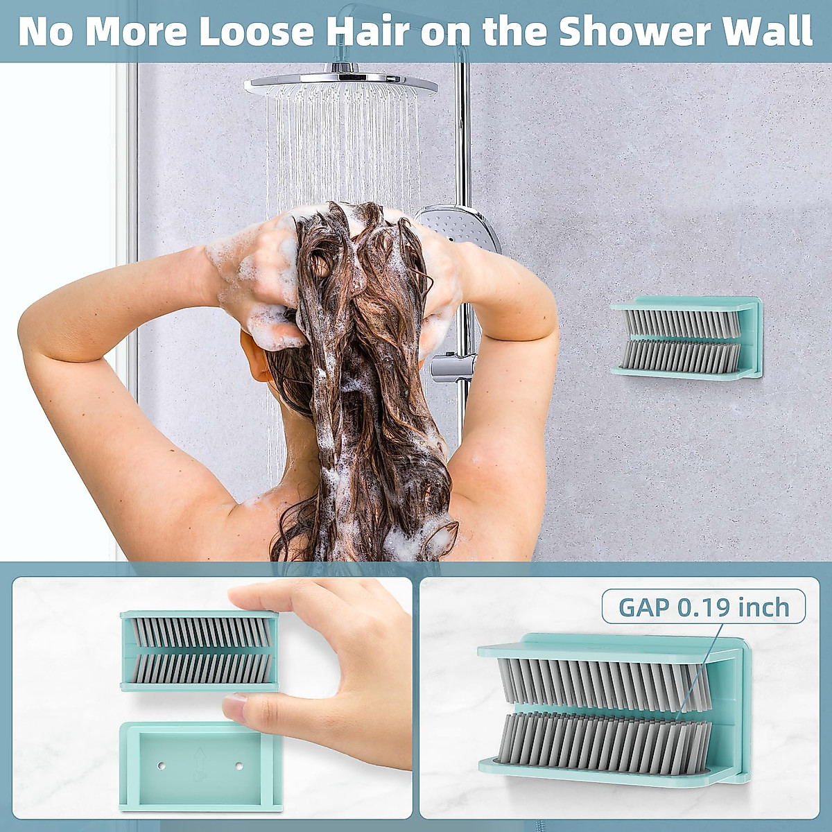 Hair Catcher, Hair Trap for Shower Drain, Reusable Shower Wall Hair Collector, Snare, and Drain Protector, Silicone Hair Grabber for Bathroom Bathtub (Blue)