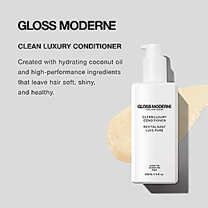 Clean Luxury Hair Conditioner by GLOSS MODERNE - 8 Fl Oz - Treatment for Damaged and Dry Hair with Notes of Mediterranean Almond and Coconut Accented with Cognac - For Soft and Shiny Hair