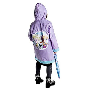 Disney girls Frozen Kids Umbrella and Slicker, Elsa and Anna Rainwear Set for age 2-7 Umbrella, Light Purple, MEDIUM 4-5 US