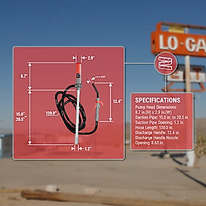 TeraPump TREP01-TXL E85 Electric Gas Transfer Pump - 2D Battery, 2.4 GPM, 10ft Hose with Quick Stop Flow Control for E15, Gas, Diesel, DEF