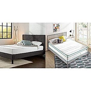 ZINUS Shalini Upholstered Platform Bed Frame with ZINUS 12 Inch Memory Foam Spring Hybrid Mattress