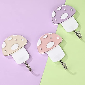 STOBAZA 3 PCS Decorative Wall Hooks Mushroom Wall Hooks Adhesive Sticky Hooks for Bedroom Bathroom Door Wall Shower Ball Hat Coat