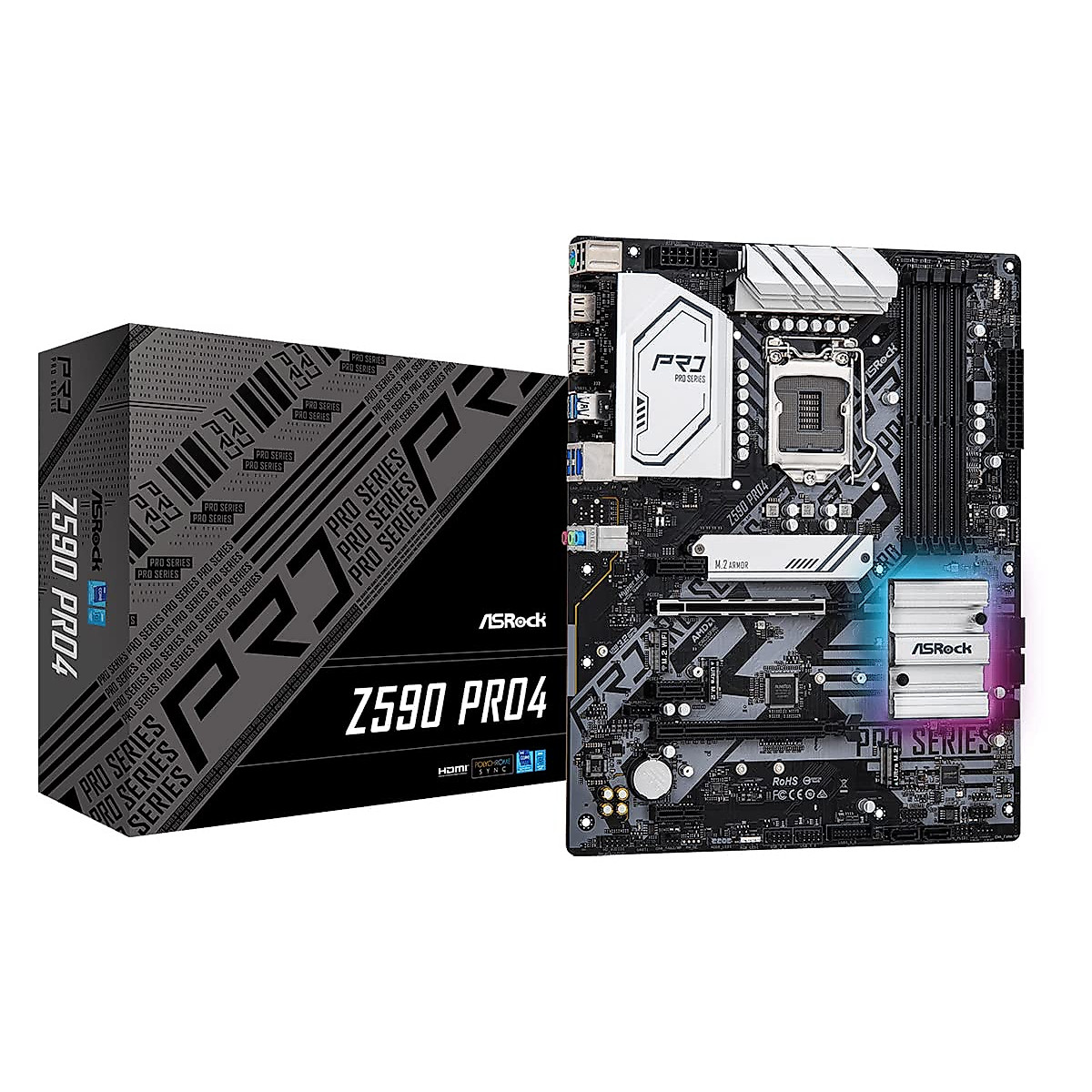 ASROCK Z590 PRO4 Socket LGA1200/ Intel Z590/ DDR4/ Quad CrossFireX/ SATA3&USB3.2/ M.2/ ATX Motherboard