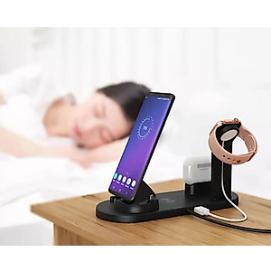 Wireless Charger, 6 in 1 Wireless Charging Station, Fast Wireless Charger Stand for iPhone 14/13/12/11/Pro/Max/XS/XR/X/8/Plus, for Apple Watch 7/6/5/4/3/2/SE, for AirPods 3/2/Pro(Black)