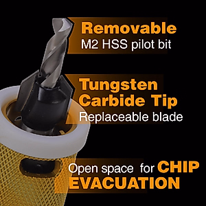 1/8"x3/8" Carbide Tipped Countersink Drill Bits with Low Friction Depth Stop, 1/4" Quick Change Hex Shank Countersink Drill with Replaceable HSS Pilot Drill Bit for Wood, Plastic, Woodworking