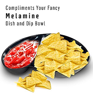 LUSHIG Chip and Dip Serving Set Melamine Tray Divided Platters (Black)