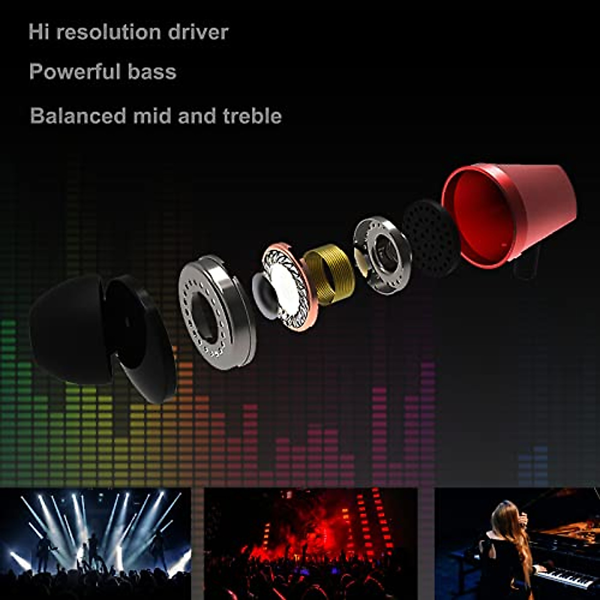 ZXQ A5 Wired Earbuds,in-Ear Headphone,Wired Earphones with Microphone, Ear Buds Wired Bass,Sweat Resistance for Workout Sport,Memory Foam,Noise Isolation,Tangle-Free Cord (Red)