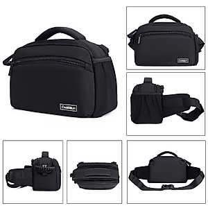 Cwatcun Waist Camera Case DSLR SLR Bag Sling Shoulder Camera Bag Water Resistant Pack for Camera Carrying Case for photographer Hiking Shooting Traveling Men Women