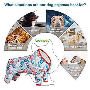 LovinPet Pajamas Outfit, Undershirt for Dog Coats, Lightweight Soft Fabric, Coral Trees and Shells Print, UV Protection Shirt, Easy to Wear Adorable Dog Clothes,Blue XXL