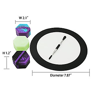 KUVIS 26ml Hexagon Silicone Wax Container Non-stick Concentrate Jars with 7.87" Round Mat and Carving Tool
