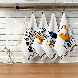 pinata Cat Kitchen Towels Decorative Set of 4 - Cat Lover Gifts for Women - Housewarming Gifts - Cat Gifts for Cat Lovers - Cat Mom Gifts for Women - Funny Cat Dish Towels - Cat Kitchen Decor