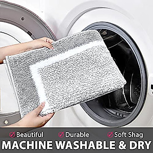 EARTHALL Grey Bathroom Rug Mat, 17"x24", White and Gray, Extra Soft Absorbent Premium Bath Rug, Non-Slip Comfortable Bath Mat, Machine Wash Dry, Carpet for Tub, Shower, Bath Room