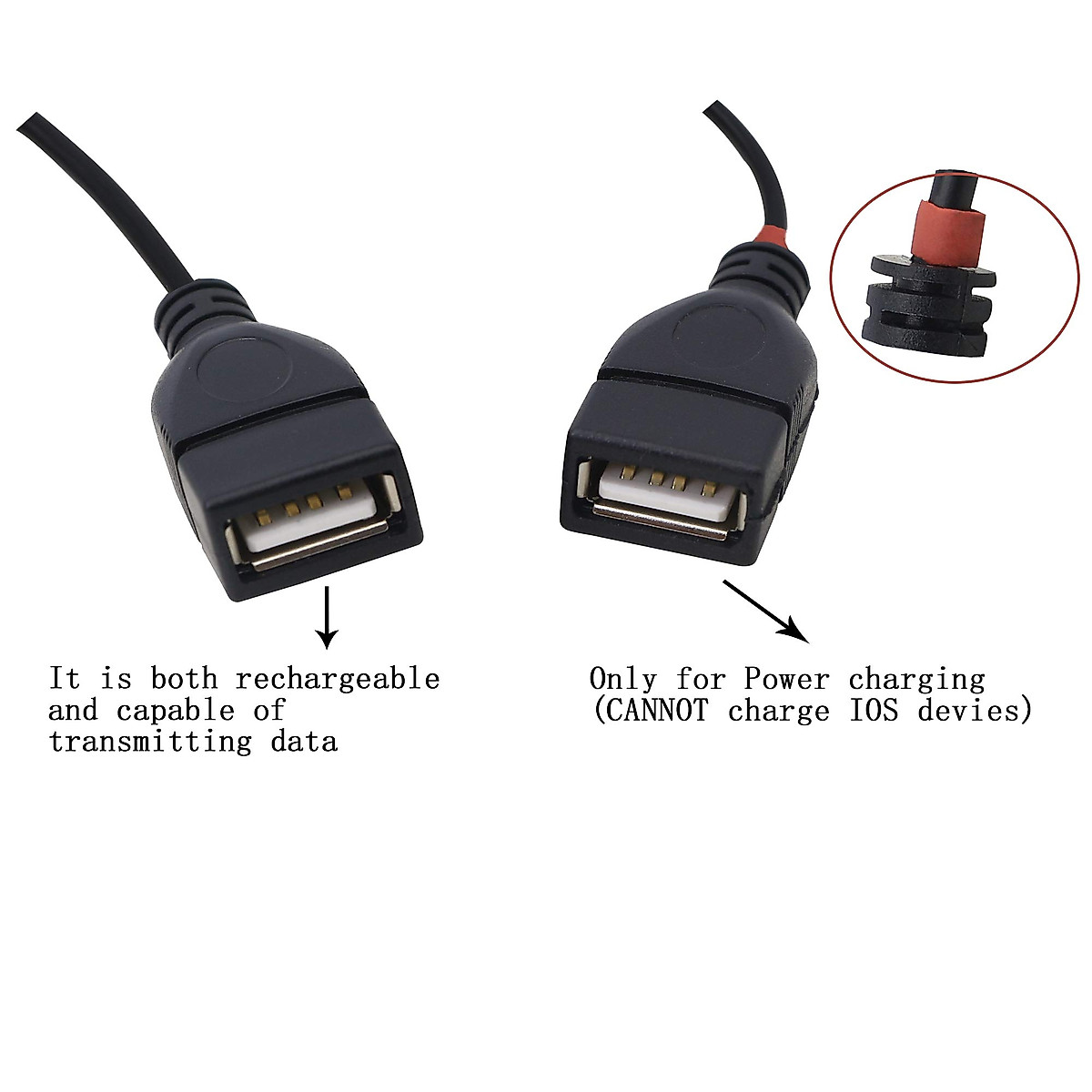 30 cm USB Splitter Cable 2.0 1 Male to 2 Female Jack Y Splitter Hub Adapter Cable YOUCHENG for Tablets Computers and Mobile Phones Etc Only one Port for Data (2-Pack)