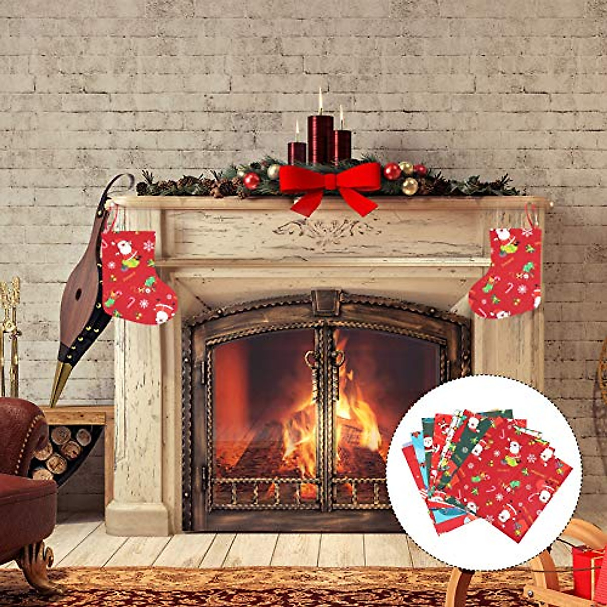 SEWACC 20pcs Precut for Supplies Quilting Inch Themed Christmas Project Wreath DIY Fat Quarters Home Printing Pattern Fabrics Scrapbooking Bundles Scraps Wrapper Holiday Party Style Art
