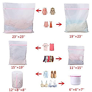 6 Pack Mesh Laundry Bags for Delicates with Zipper, Travel Storage Organize Bag, Various Sizes Clothing Wash Bags, Bra Wash Bag
