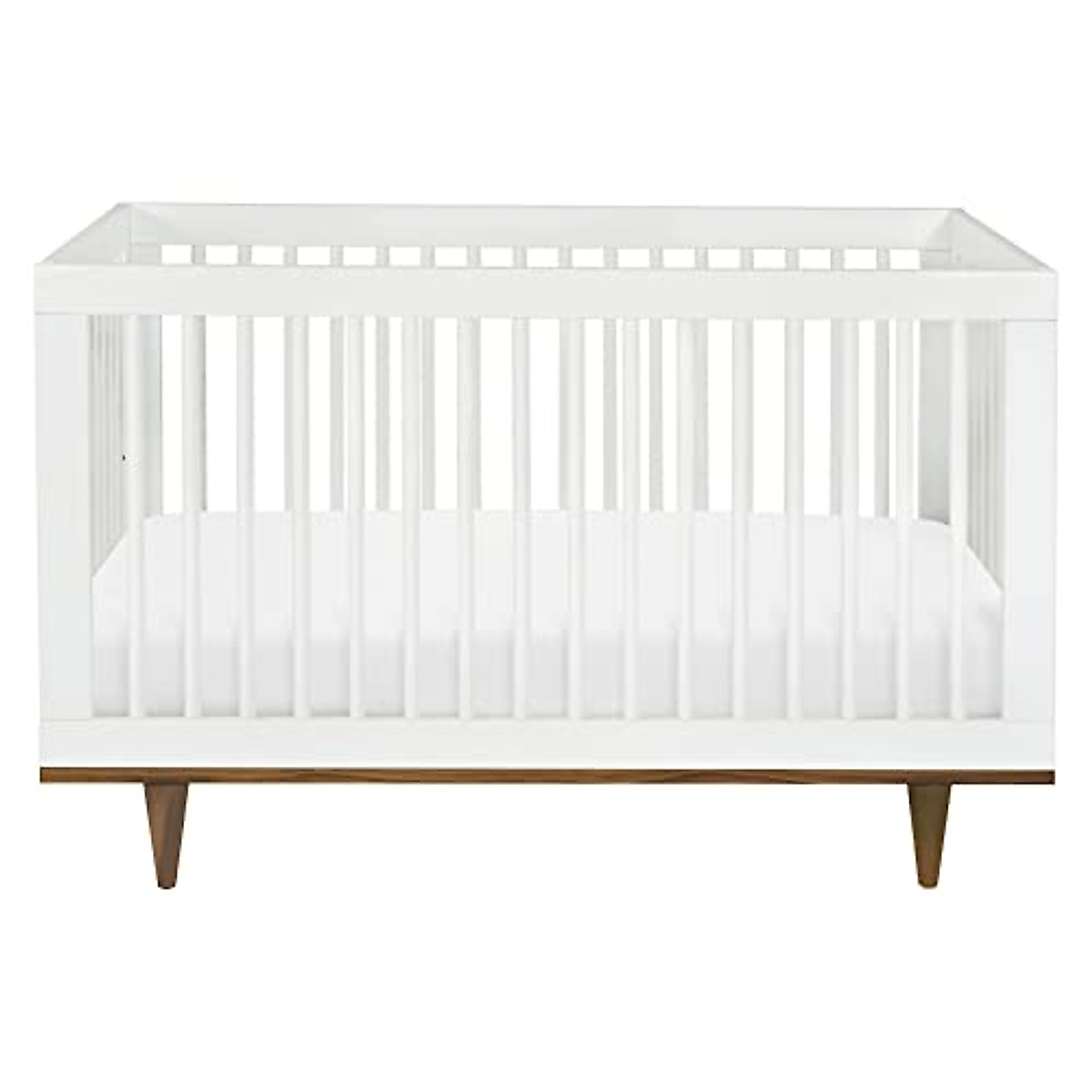DaVinci Marley 3-in-1 Convertible Crib in White Finish and Walnut Legs, Greenguard Gold Certified