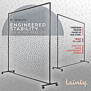 Lainly Rolling Room Divider Wall - Made in North America (6' L x 6' H, Cobalt Blue) Partition Room Dividers, Temporary Wall, Office Divider, Privacy Screen, Wall Divider & Room Divider Screen