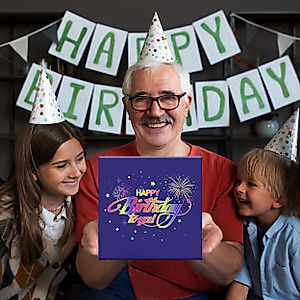 Lupow Pop up Birthday Cards,Musical Happy Birthday Card with Light Up Fireworks,Funny Birthday Gift Card for Women Men Husband Mom Kids Friend Grandpa and Grandma