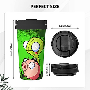 CONPELSON 17OZ Coffee Mug Invader Anime Zim Car Insulated Stainless Steel Tumbler Novelty Portable Hand Cup for Home Office Travel