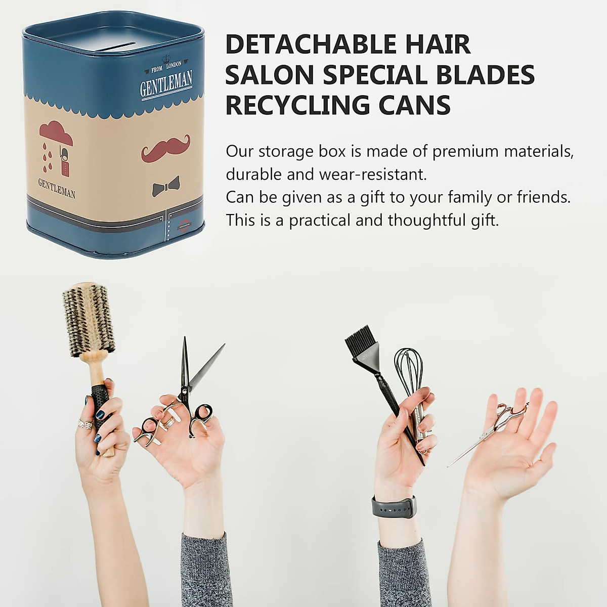 Beaupretty Razor Disposal Case Stainless Steel Safety Razor Disposer Razor Bank Storage Container for Safety Razor Storagement Blue