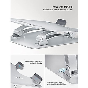 Nulaxy Laptop Stand for Desk, Ergonomic Height Angle Adjustable Laptop Riser Holder with Heat-Vent Computer Stand Compatible with 10-17" Up to 22 Lbs Laptop Notebook Computer Silver