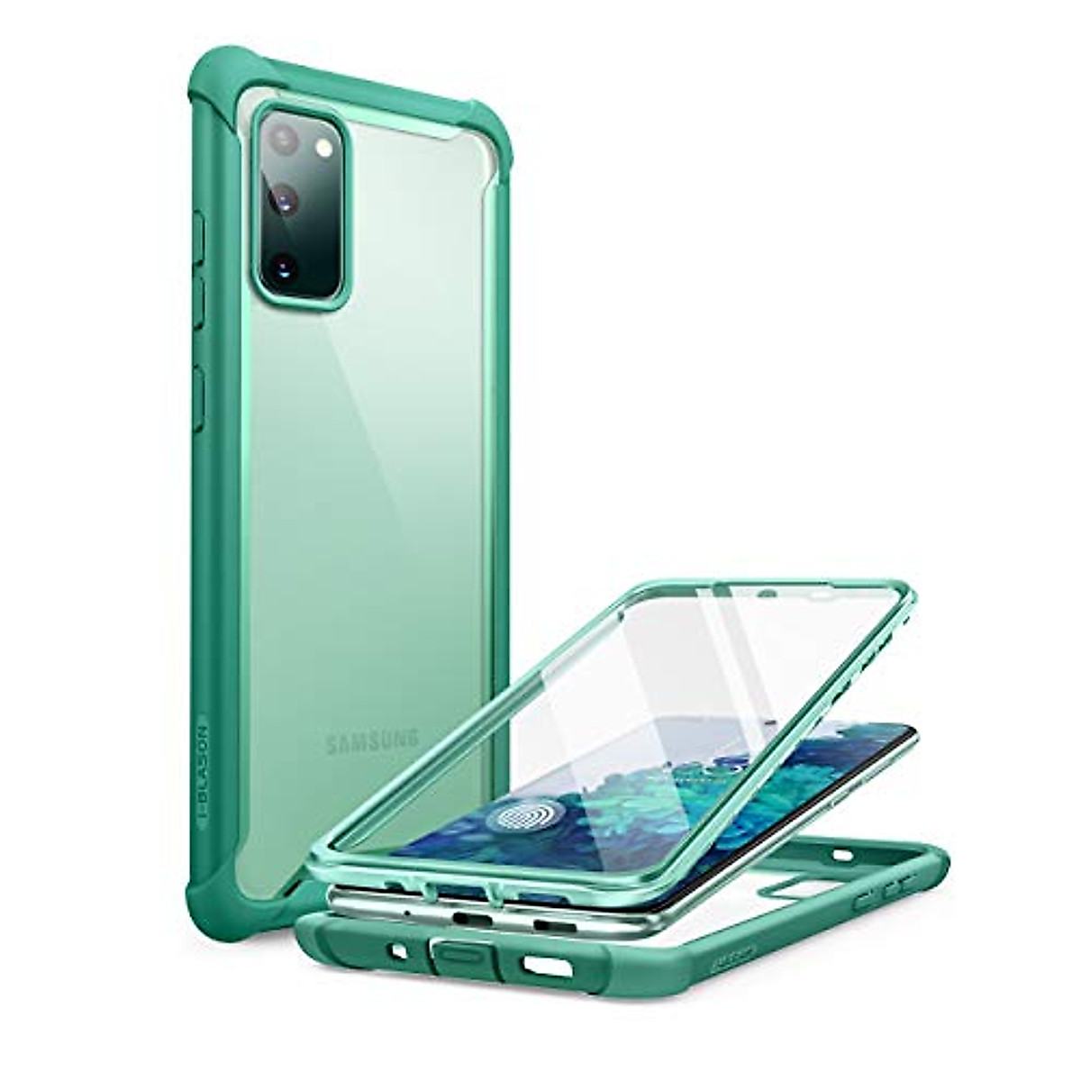 i-Blason Ares Series Designed for Samsung Galaxy S20 FE 5G Case (2020 Release), Dual Layer Rugged Clear Bumper Case with Built-in Screen Protector (MintGreen)