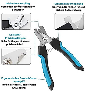 Pet Grooming Tools Set - 1 x 2 sided undercoat rake for dogs and cats , 1 x pet nail clipper, 1 x nail grinder file (blue)